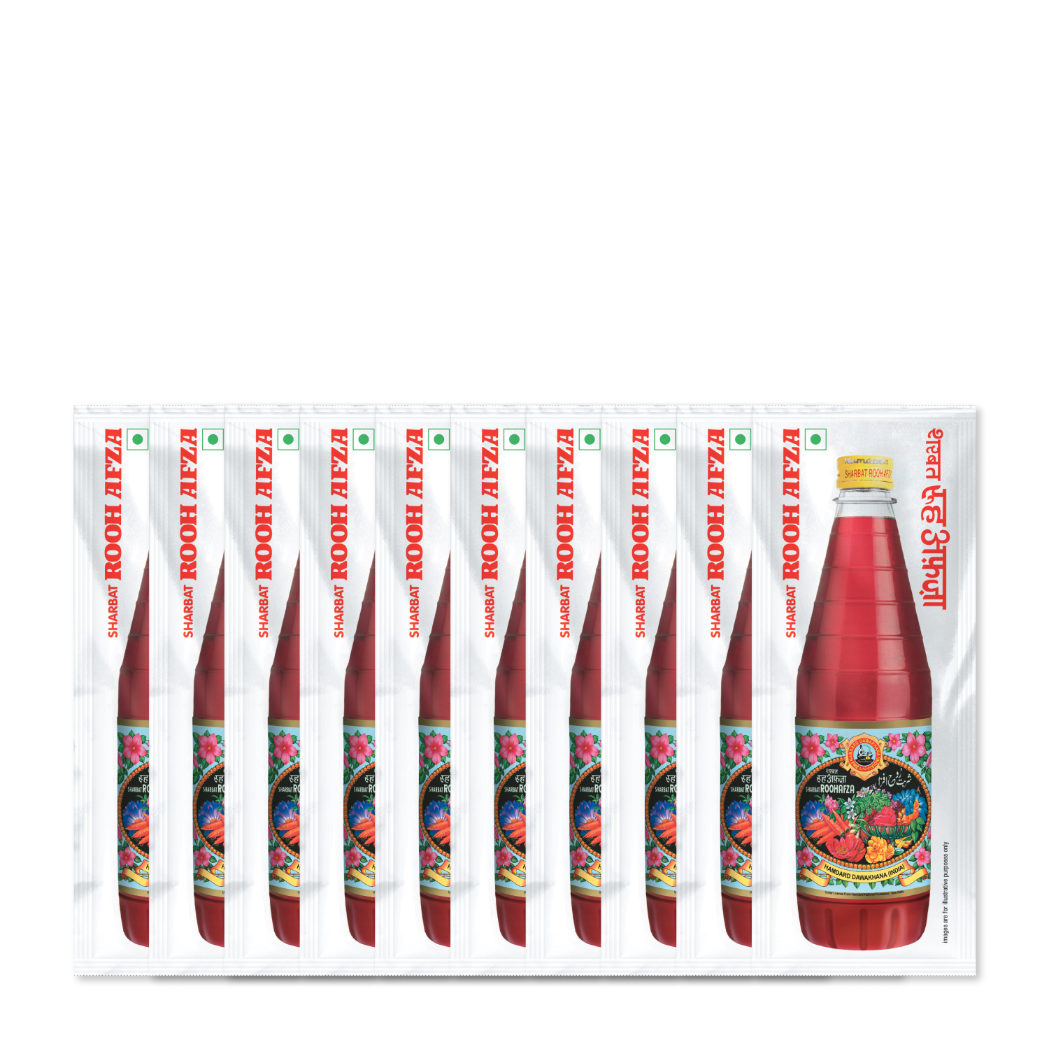 Pack of 10 - Sharbat Rooh Afza Sachet (300ml)